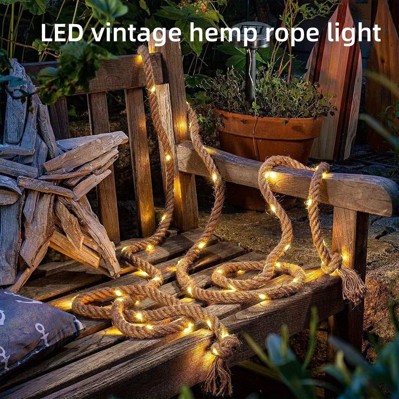 Led Outdoor Solar Hemp Rope Light Indoor Novelty Rope Light - Temu