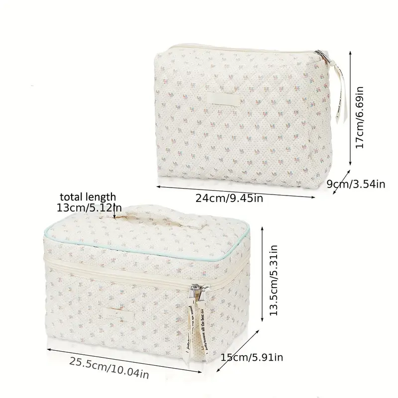 Cotton Quilted Makeup Bag Large Travel Coquette Makeup Bag Temu