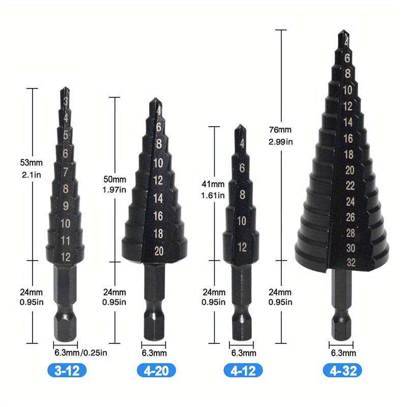 Hss Straight Step Drill Bit Set Nitriding Coated Wood - Temu Australia
