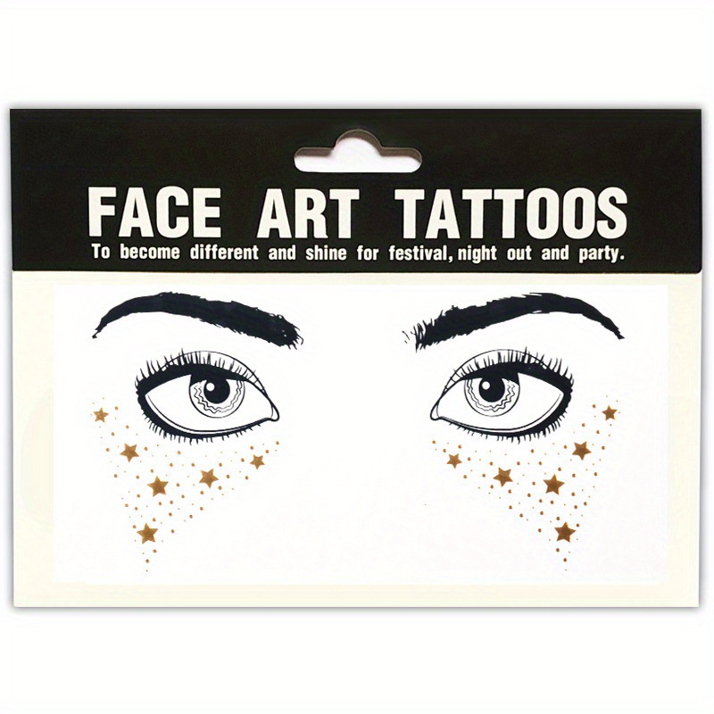 Temporary Face Tattoo Waterproof Blocked Freckles Makeup Stickers Eye ...