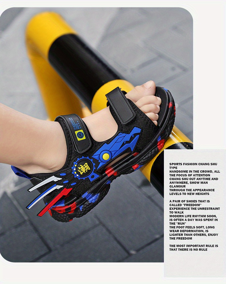 Trendy Cool Mixed Color Open Toe Sandals For Boys Breathable Lightweight Anti Slip Sandals For ...