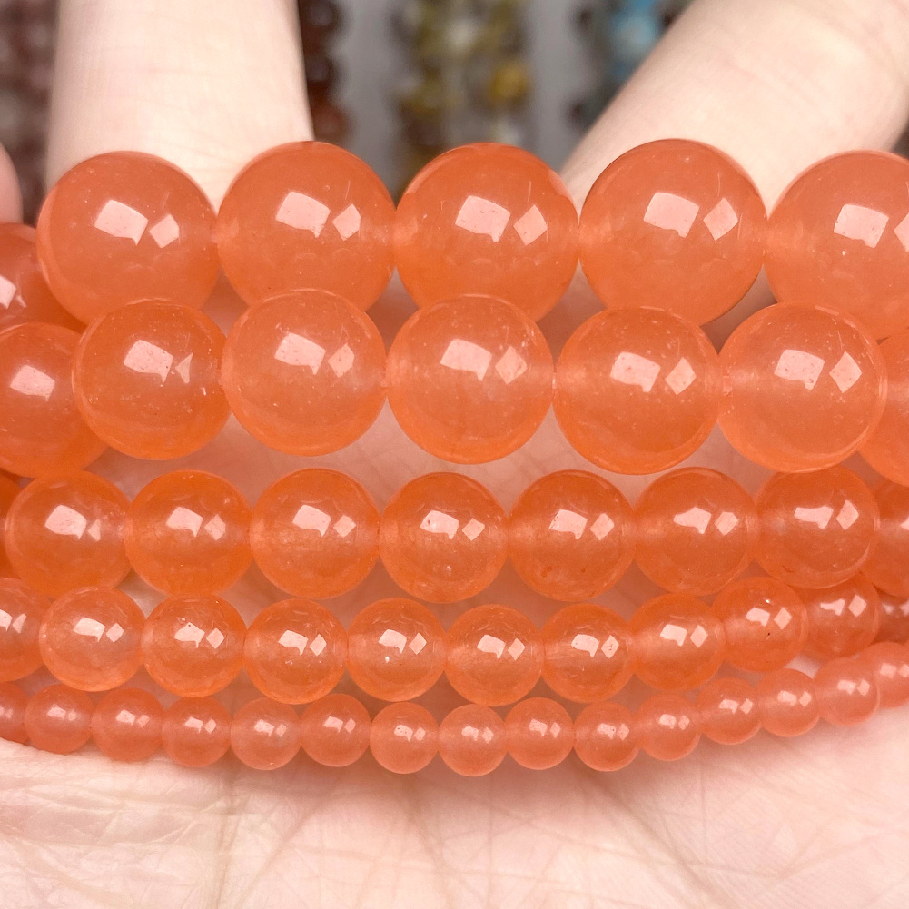 Orange Stone Beads Round Loose Beads Jewelry Making Diy - Temu Australia