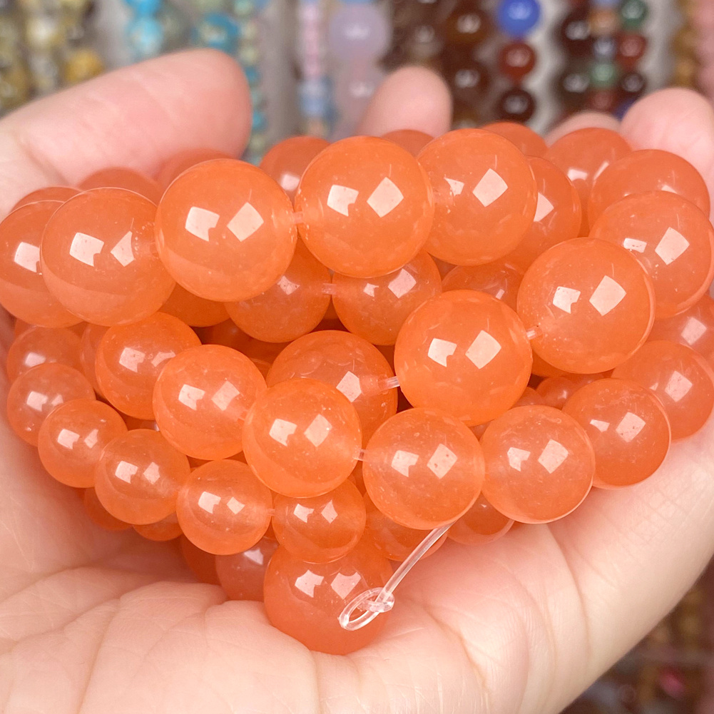 Orange Stone Beads Round Loose Beads Jewelry Making Diy - Temu Australia