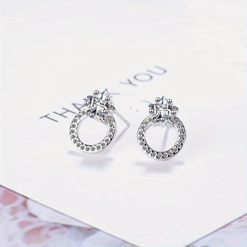 925 Silver Hypoallergenic Hoop Earrings Women Embellished - Temu Australia