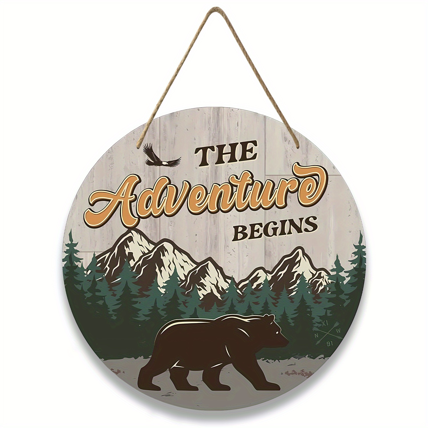 Adventure Begins Wooden Hanging Sign Woodland Farmhouse - Temu Norway
