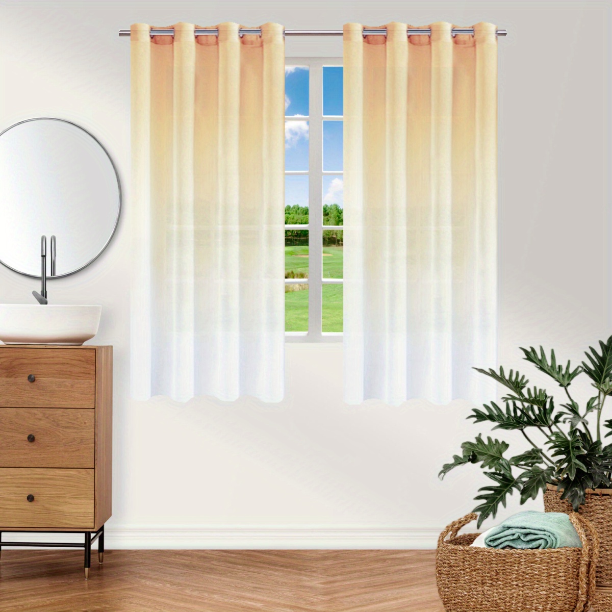 1 panel bohemian ombre sheer curtain semi sheer gradient Temu United Kingdom