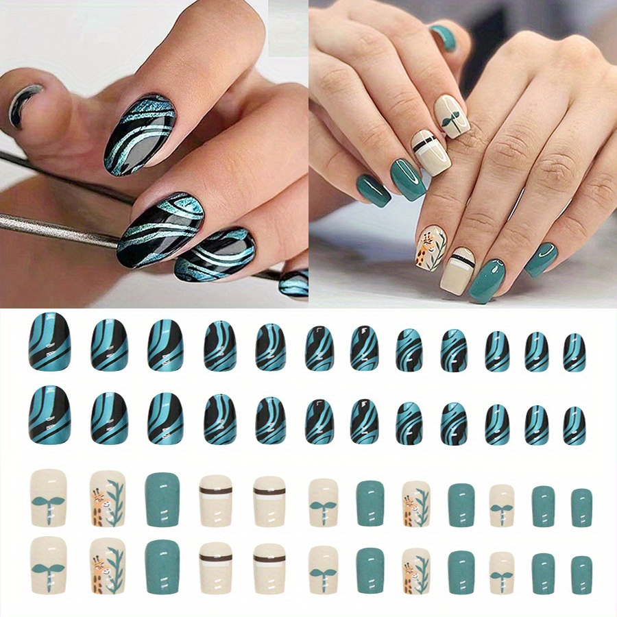 Press Nails Glitter Leaves - Temu New Zealand
