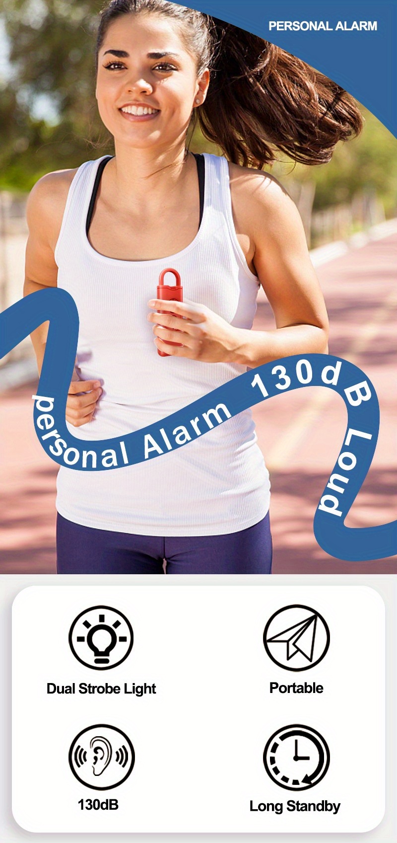 Dual Led Light Personal Safety Alarm 130db Self Defense - Temu