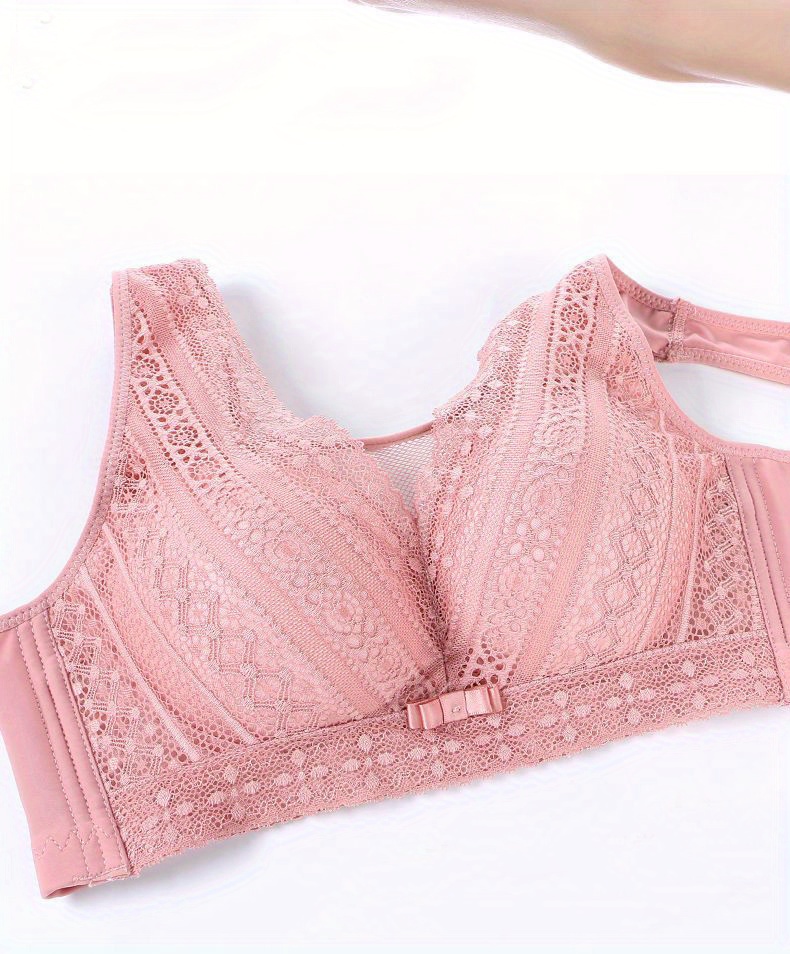 Contrast Lace Wireless Bra Comfy Elegant Full Coverage - Temu New Zealand
