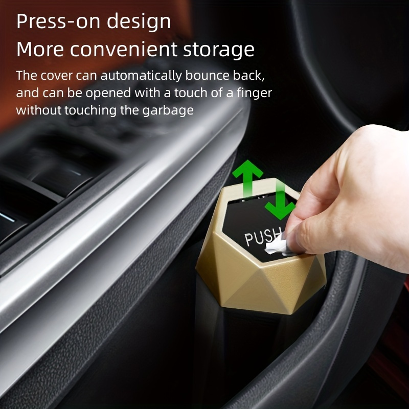 車用ゴミ箱 蓋付き 3ロールゴミ袋 お手入れ簡単 車 ホーム オフィス 菱形デザイン 小型 自動 ポータブル ゴミ箱 車 Temu Japan