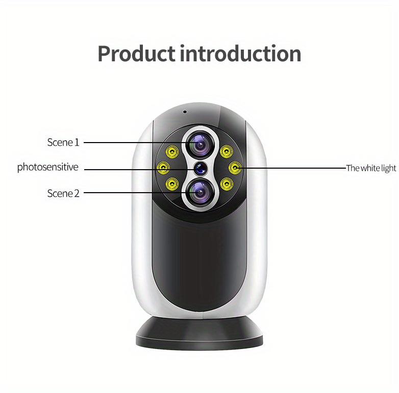 Dual Camera 실내 Wifi 무선 360° 회전 고화질 풀 컬러 야간 시야 모니터링 카메라 15배 광 Temu