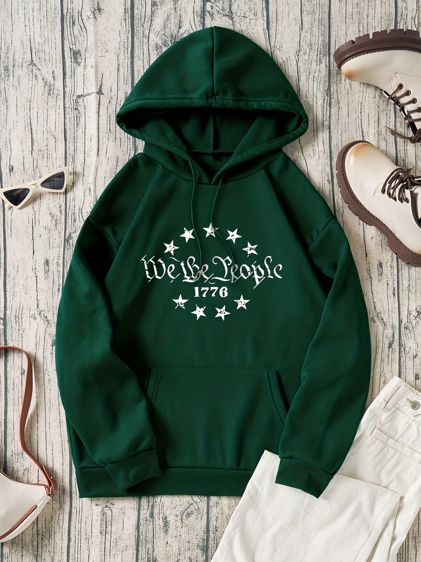 Solid Color Letter Hooded Sweatshirt Front - Temu Norway