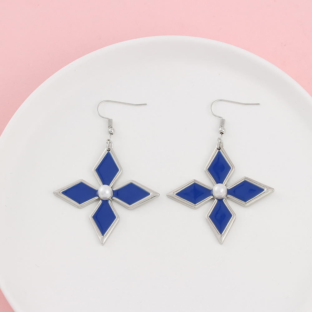 trendy metal clover pendant earrings ear clips men - {region_name}