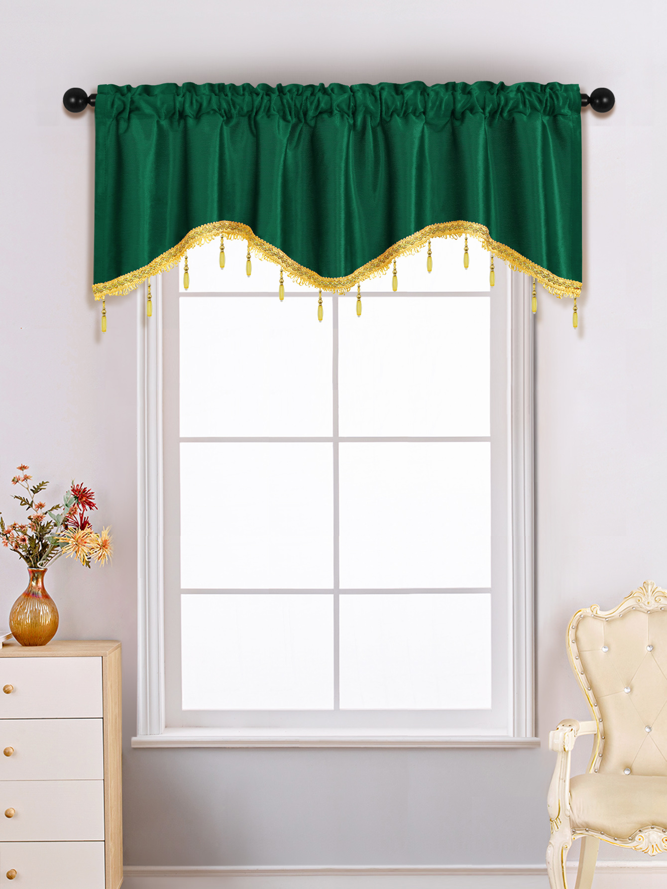 Italian Thin Fleece Rod Pocket Window Mantle Valnace Solid - Temu