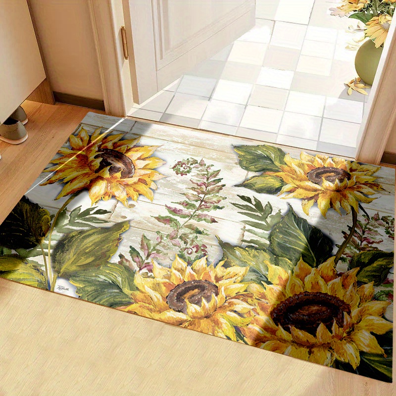 Sunflower Pattern Anti fatigue Kitchen Rug Waterproof Non - Temu New ...