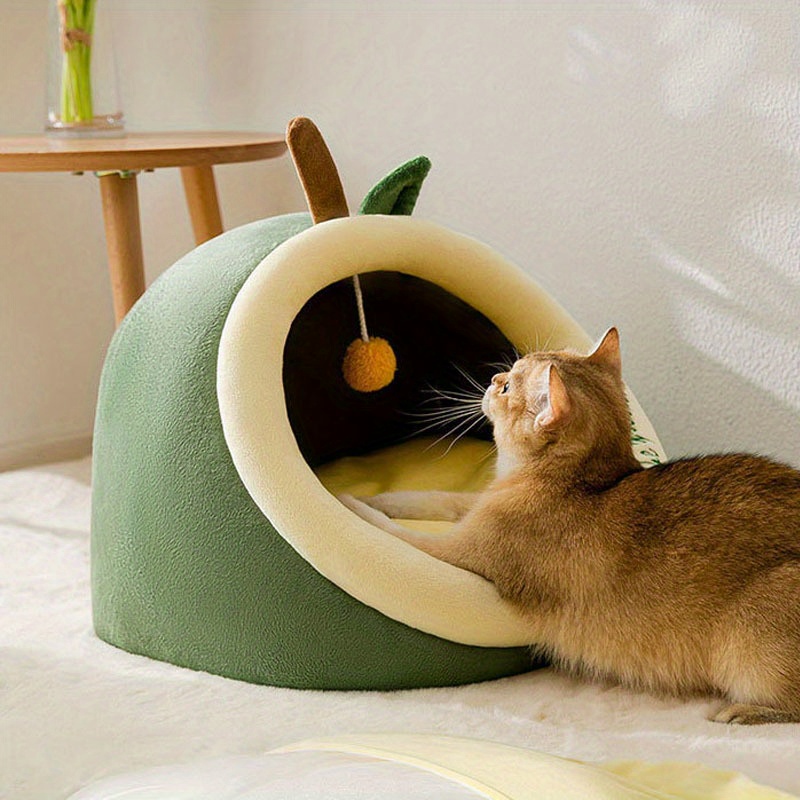 semi enclosed cat nest warm plush super soft cat kennel - Temu New Zealand