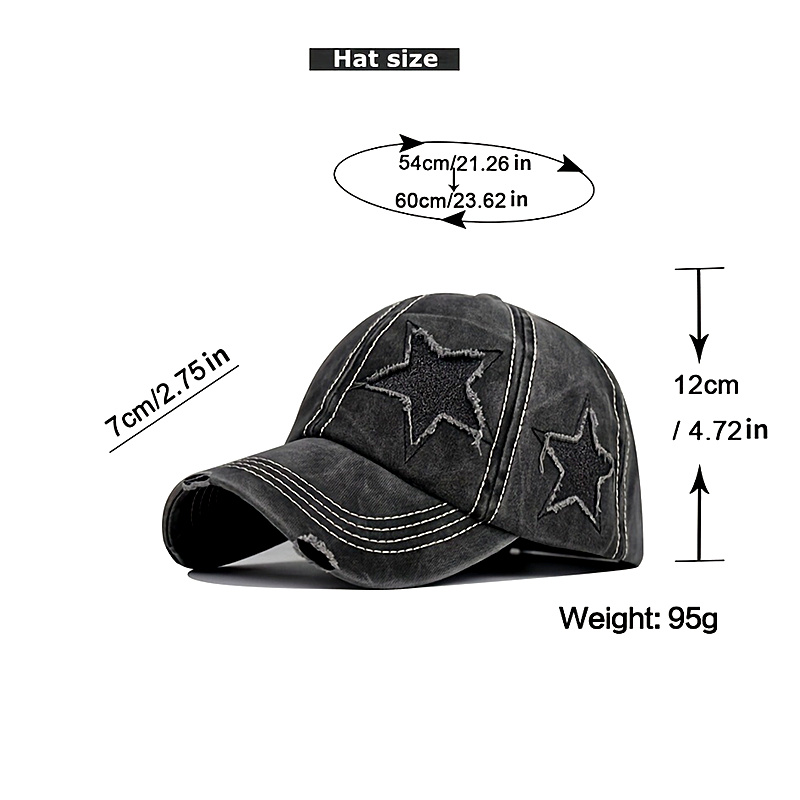 classic distressed ripped cross ponytail cap five pointed star baseball ...