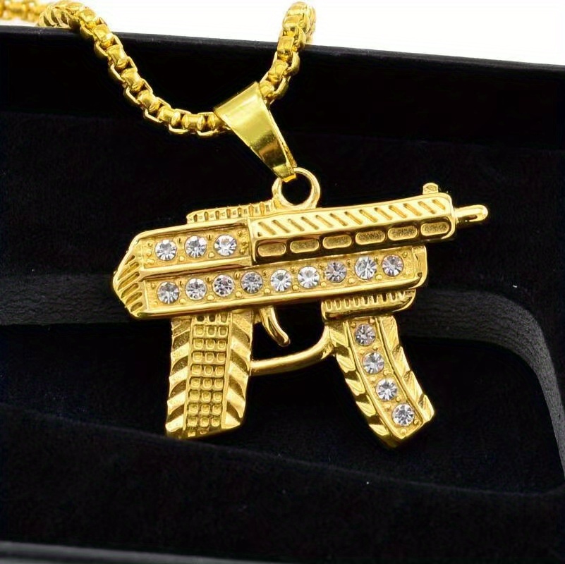 Hip hop Necklace Men's Pistol Machine Gun Pendant Alloy - Temu