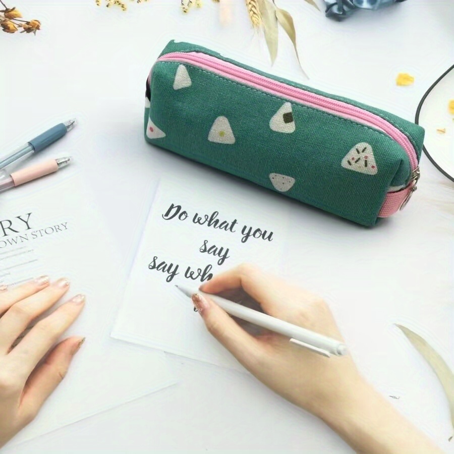 A Cartoon Canvas Pencil Case Student Stationery Bag Large - Temu Canada