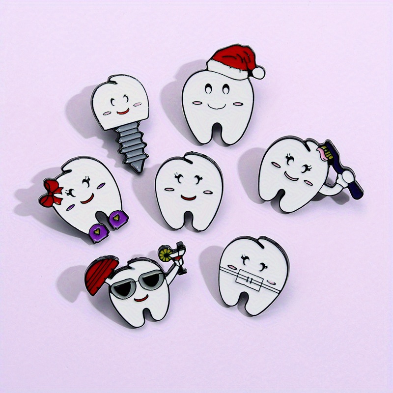 Medical Tooth Series Alloy Brooch Creative Cute Metal Tooth - Temu ...