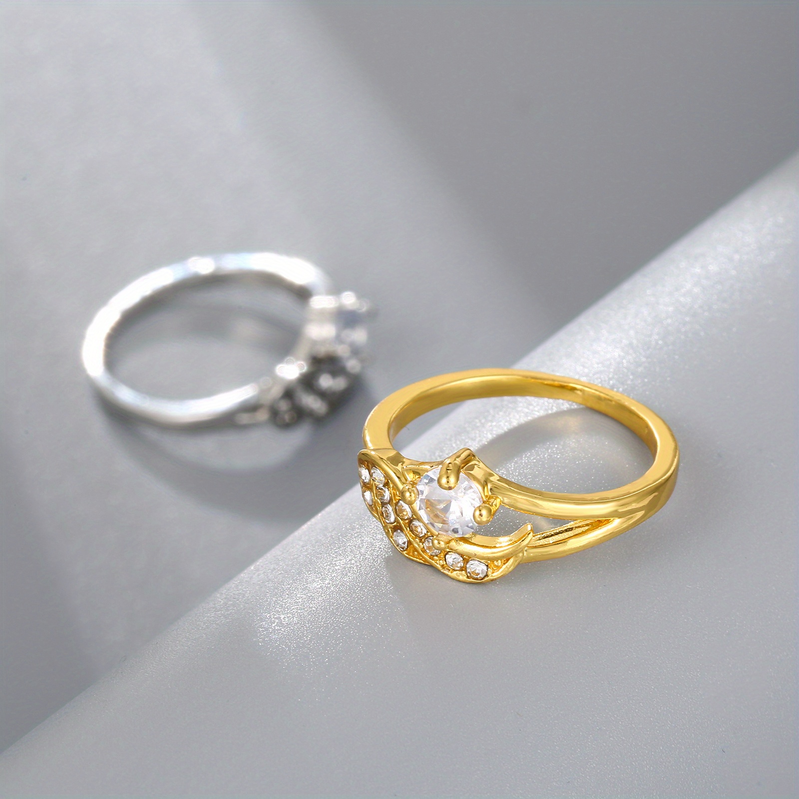 1 יחידה כנפי מלאך אלגנטיות טבעת יהלומים מלאכותיים אופנה טבעת - Temu Israel