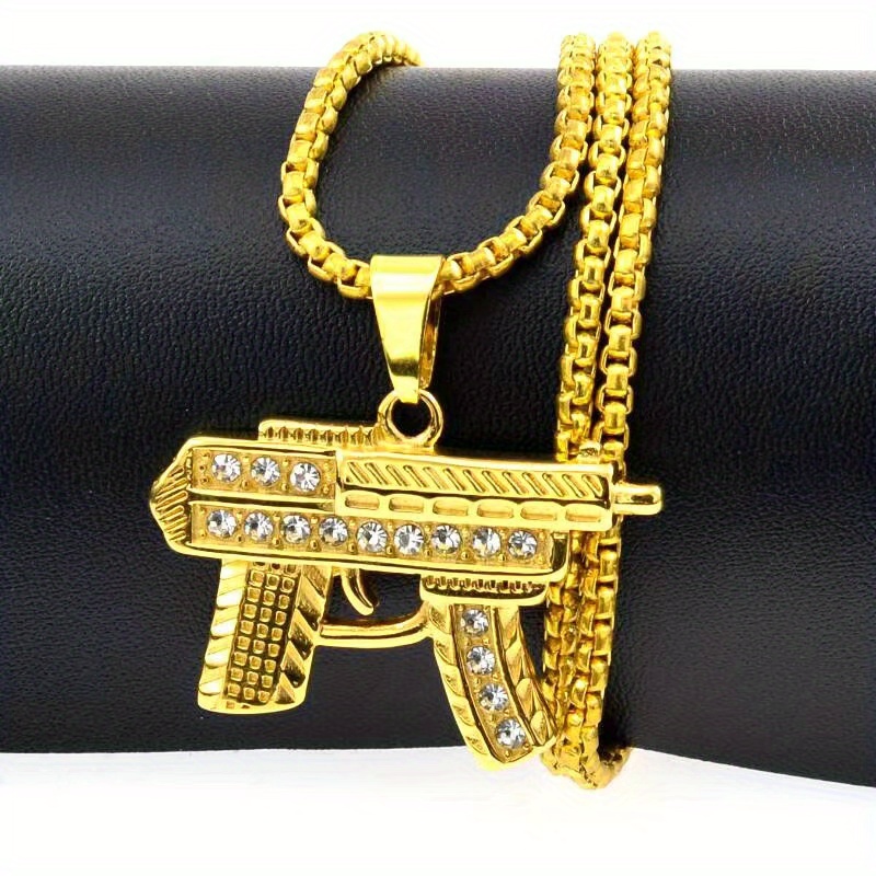 Hip hop Necklace Men's Pistol Machine Gun Pendant Alloy - Temu