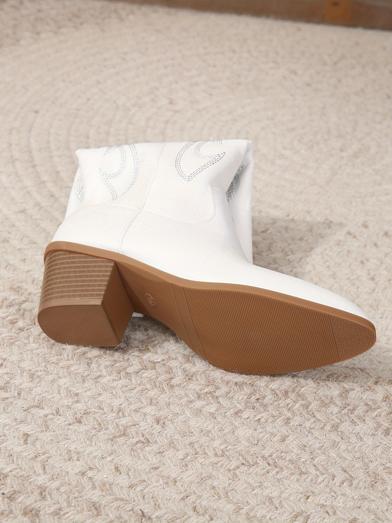 Women' Color Embroidered Boots Slip Chunky - Temu Australia