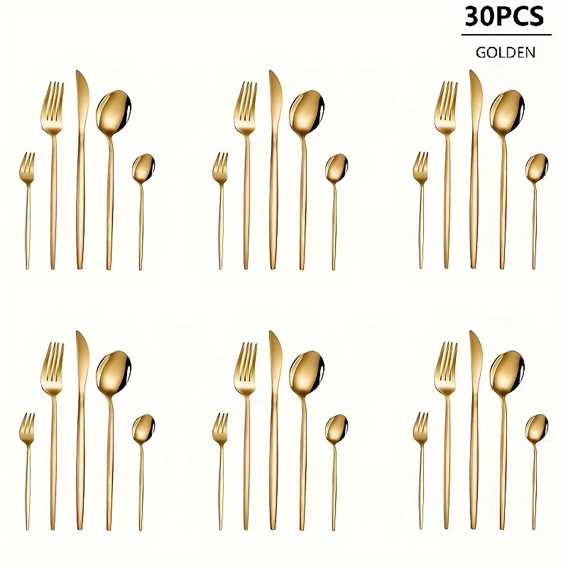 Golden High end Stainless Steel Tableware Portuguese Western - Temu