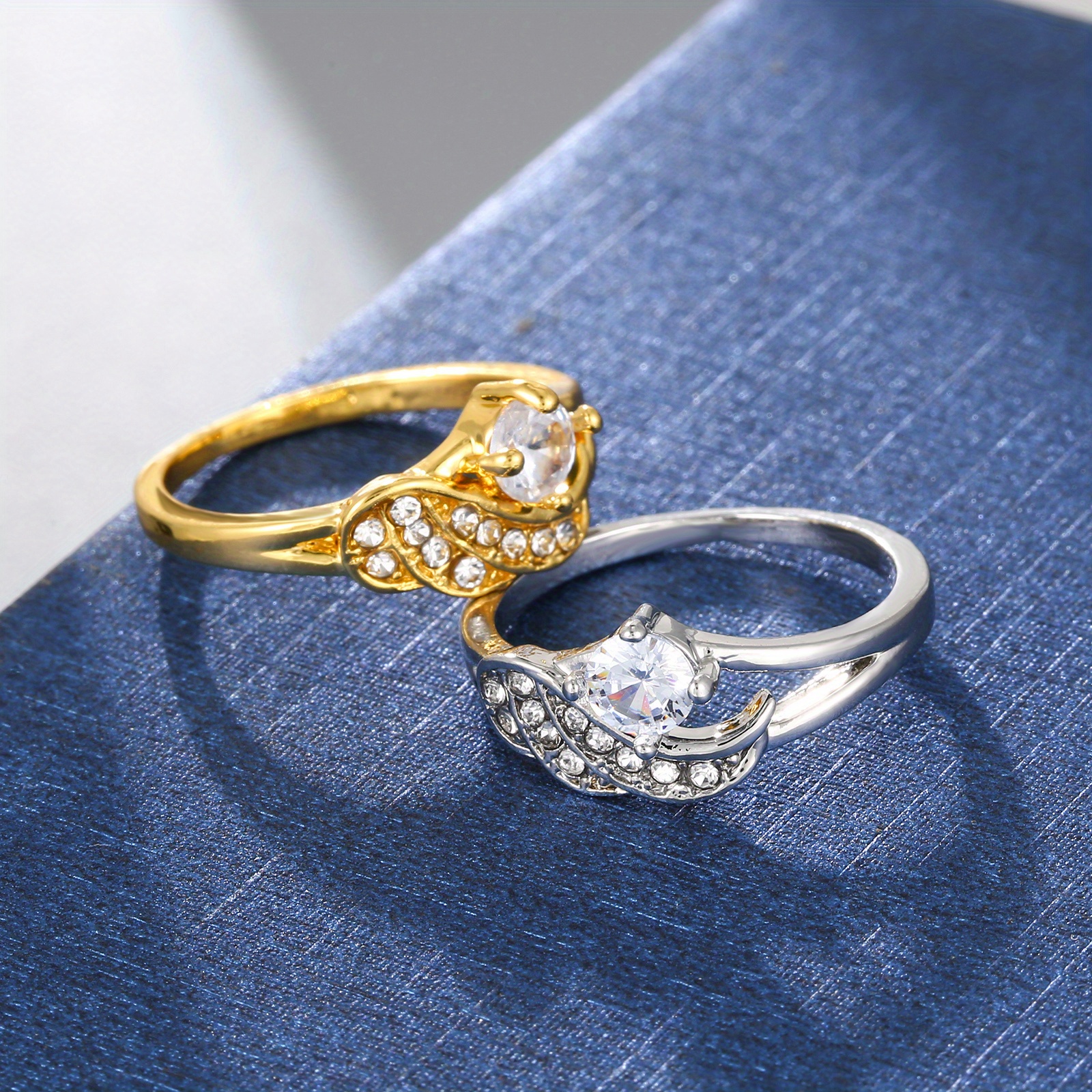 1 יחידה כנפי מלאך אלגנטיות טבעת יהלומים מלאכותיים אופנה טבעת - Temu Israel