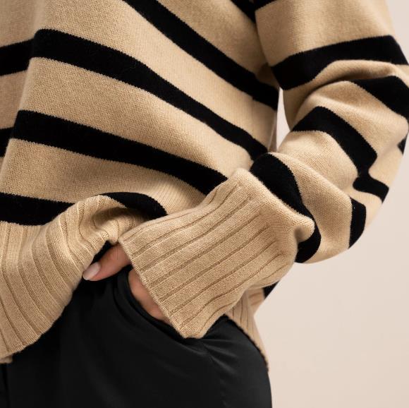 striped notched neck pullover sweater casual long sleeve - Temu Canada