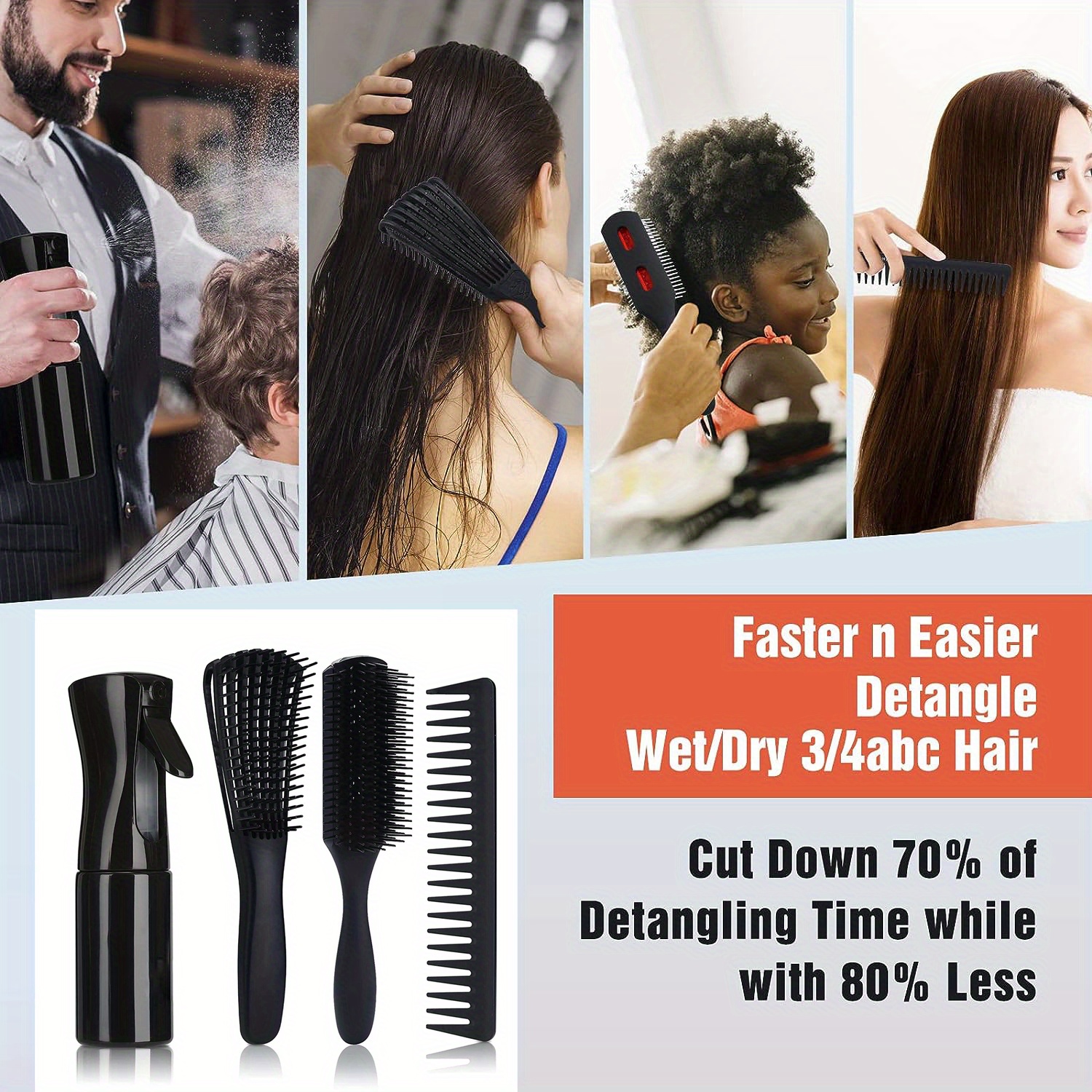 Detangling Brush Set Hair Spray Bottle Detangler Brush - Temu New Zealand