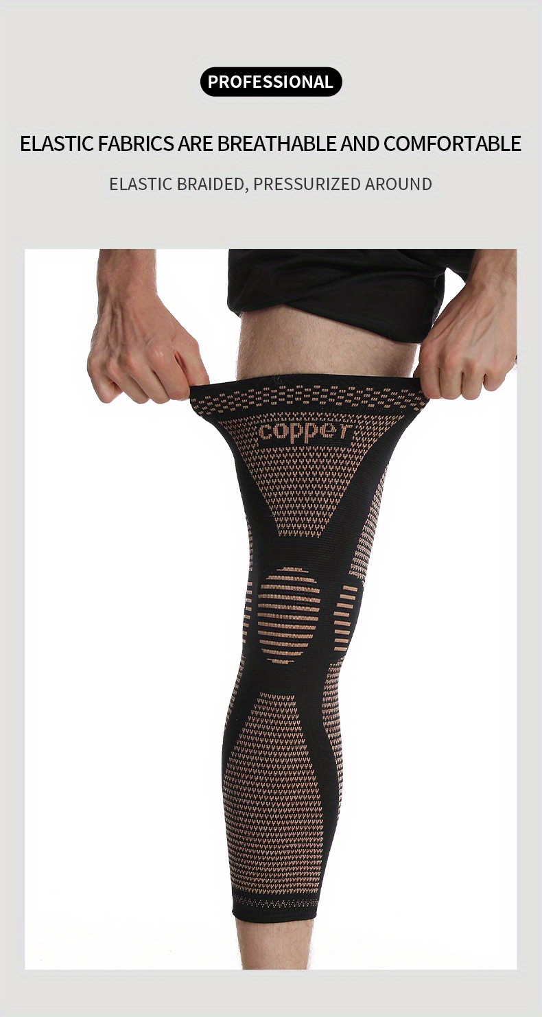 Sports Knee Guard Copper Fiber Nylon Long Warm Leg Guard - Temu Australia