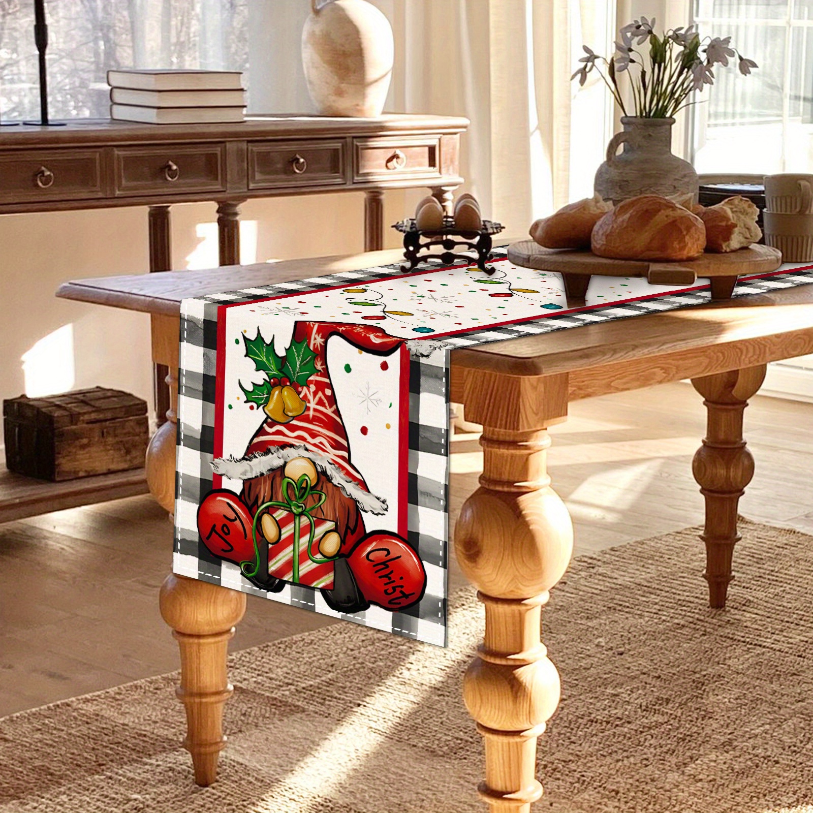 linen table runner gnome christmas table - Temu Canada