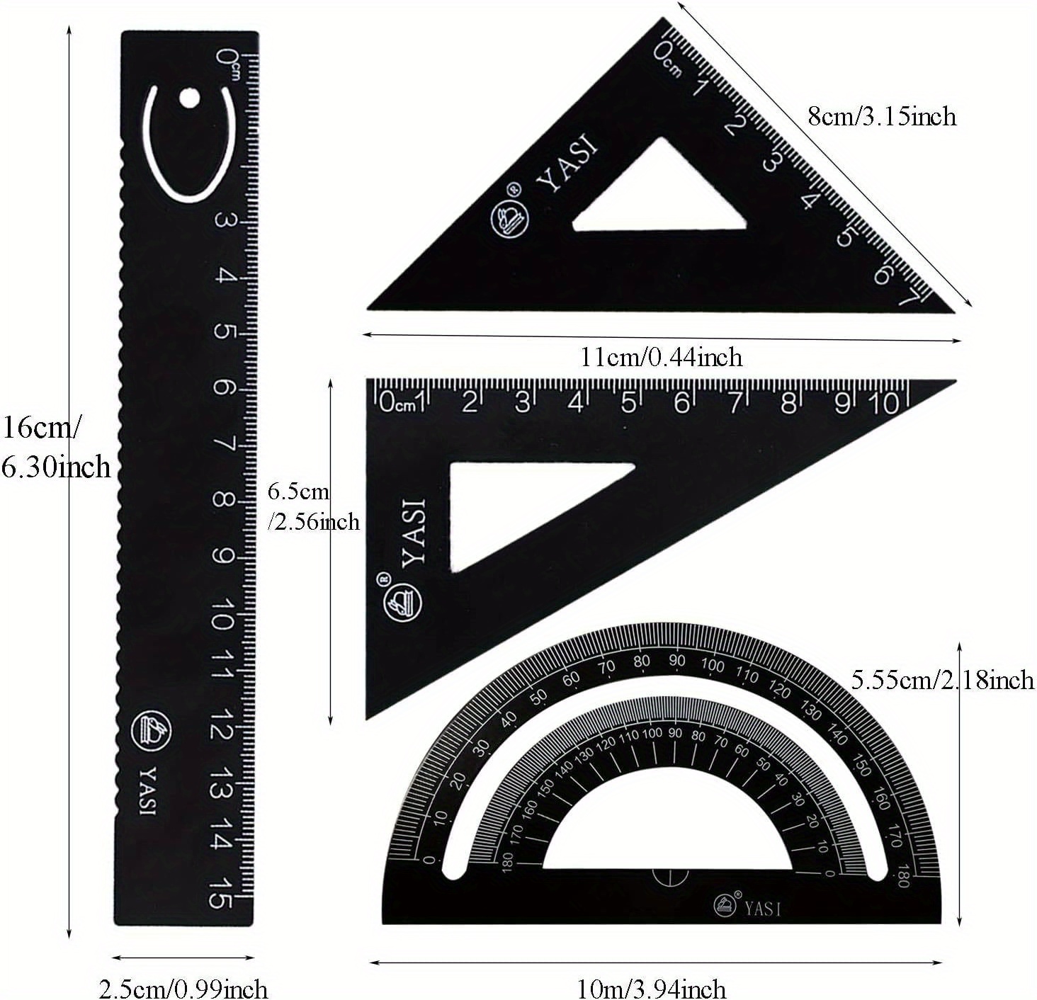 Math Geometry Tool Steel Scale Ruler Set Triangular Ruler + - Temu