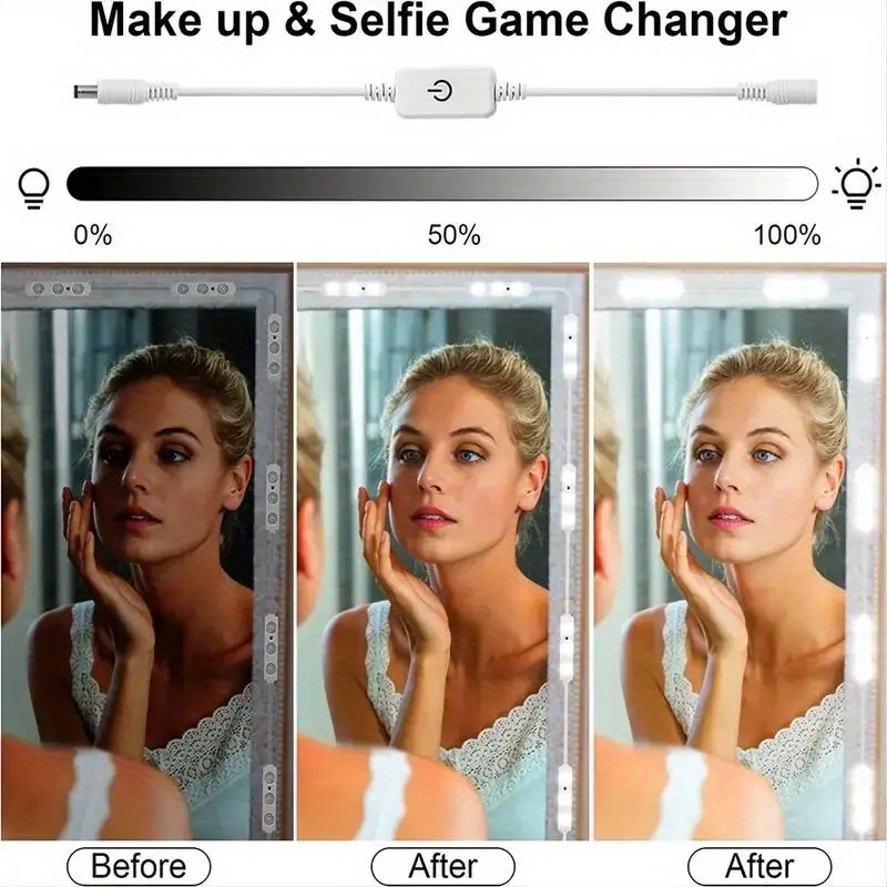 5v Dimmable Touch Control Usb White Led Mirror Light 42led - Temu ...