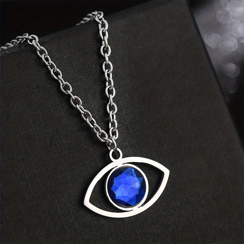 Titanium Steel Blue Turkish Evil Eye Pendant Necklace - Temu