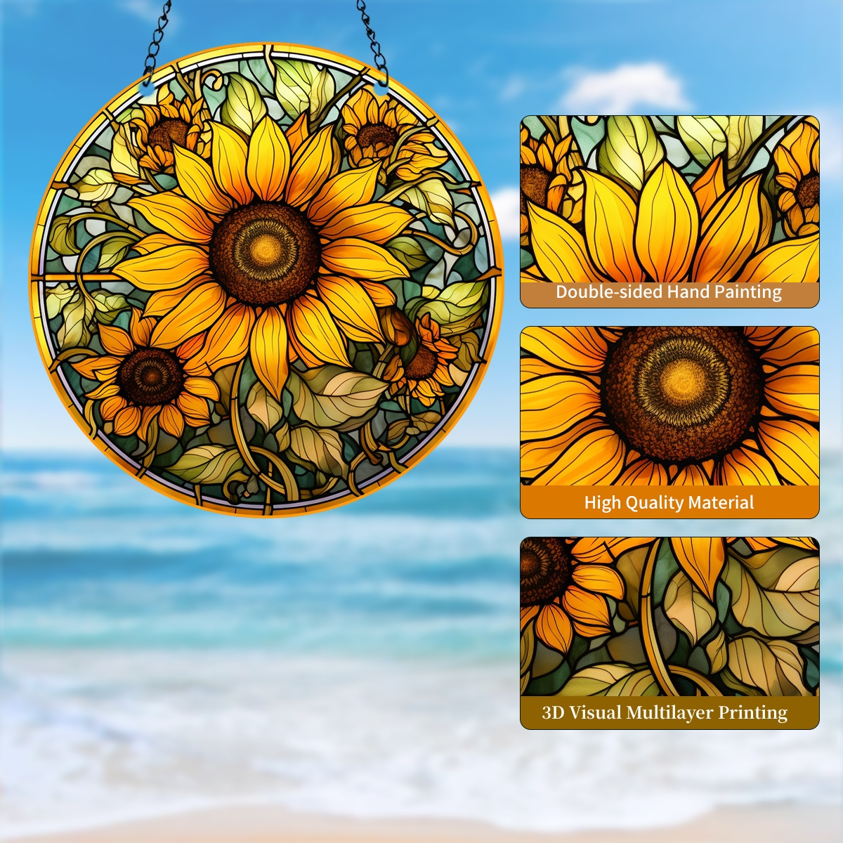 Sumshine Sunflower Window Hanging Sky Suncatcher Metal Chain - Temu