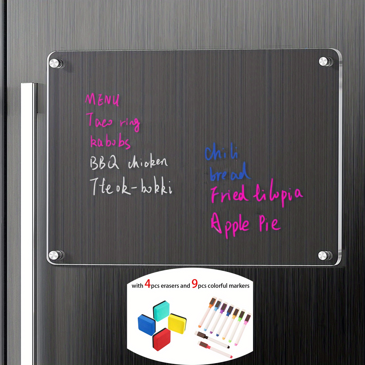 Magnetic Acrylic Whiteboard Fridge Including Dry Erasers - Temu Canada