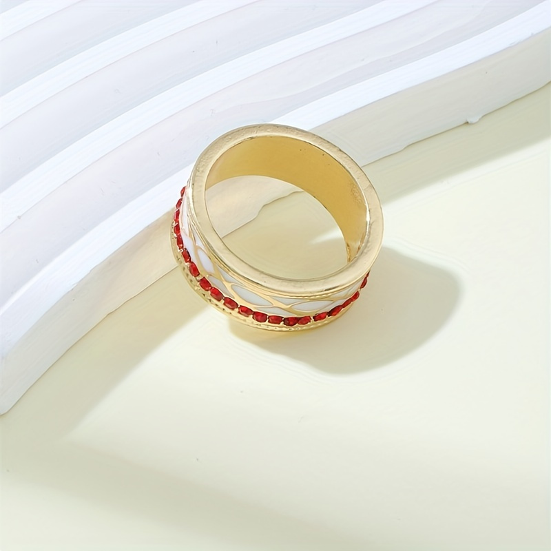 Fashion Charm White Enamel Ring With Red Zirconia For Men, Wedding ...