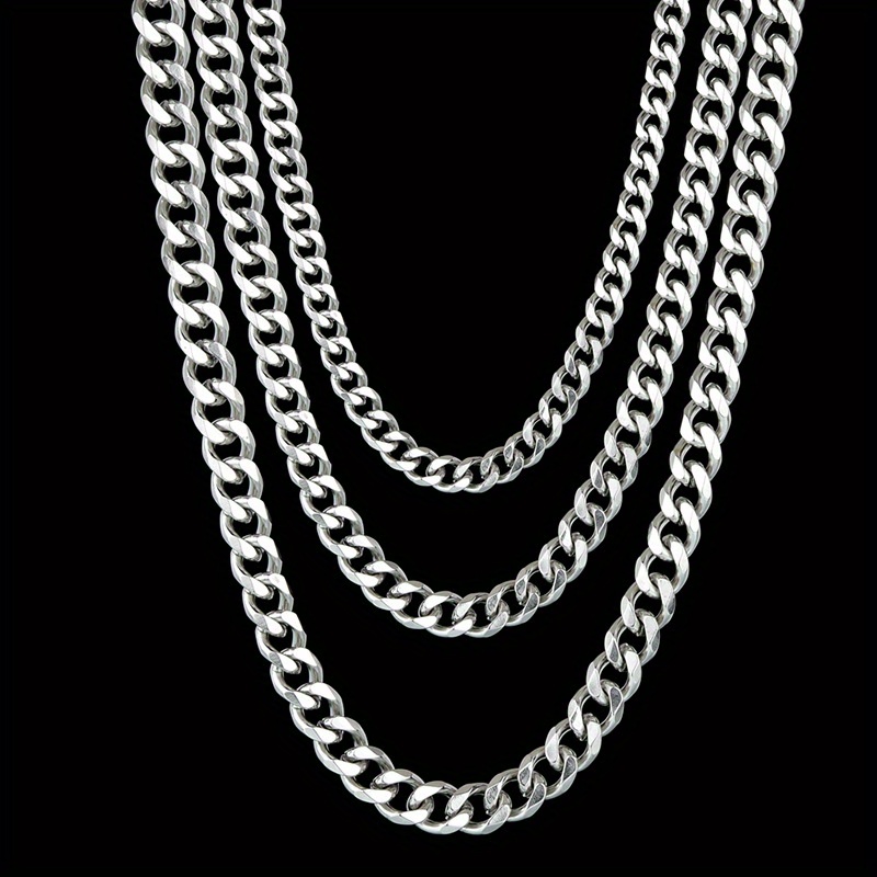men's chunky cuban link chain necklace golden silvery chain - Temu New ...