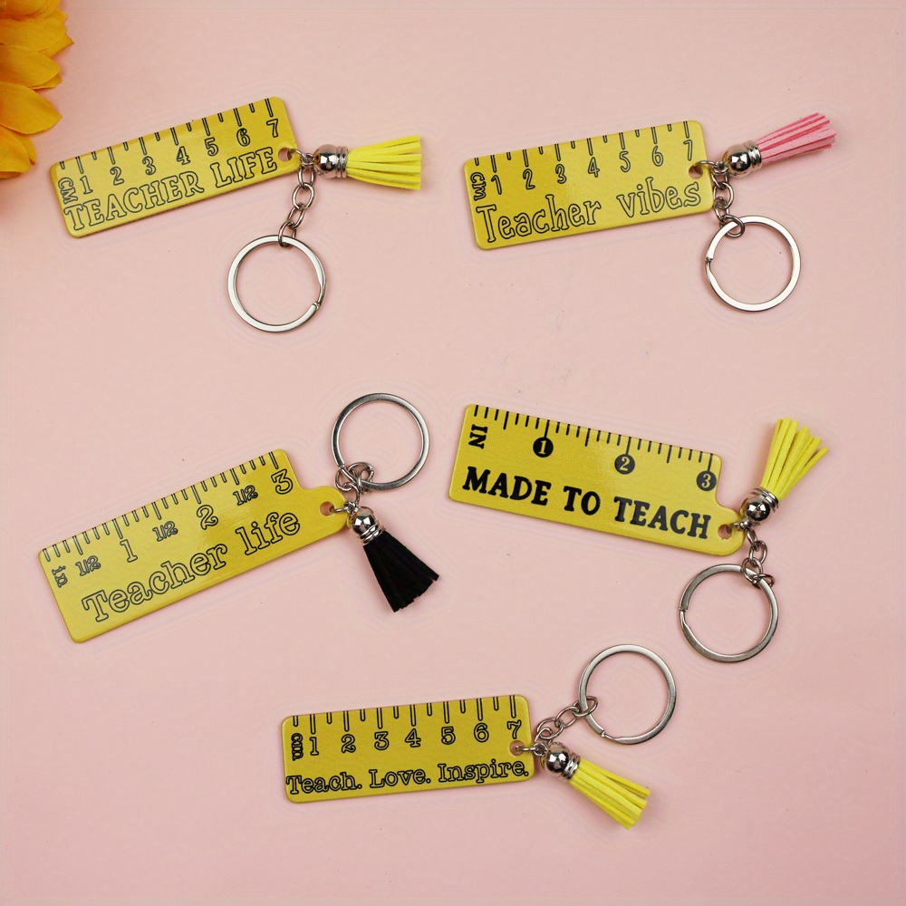 Acrylic Ruler Keychain Funny Key Chain Ring Purse Bag - Temu