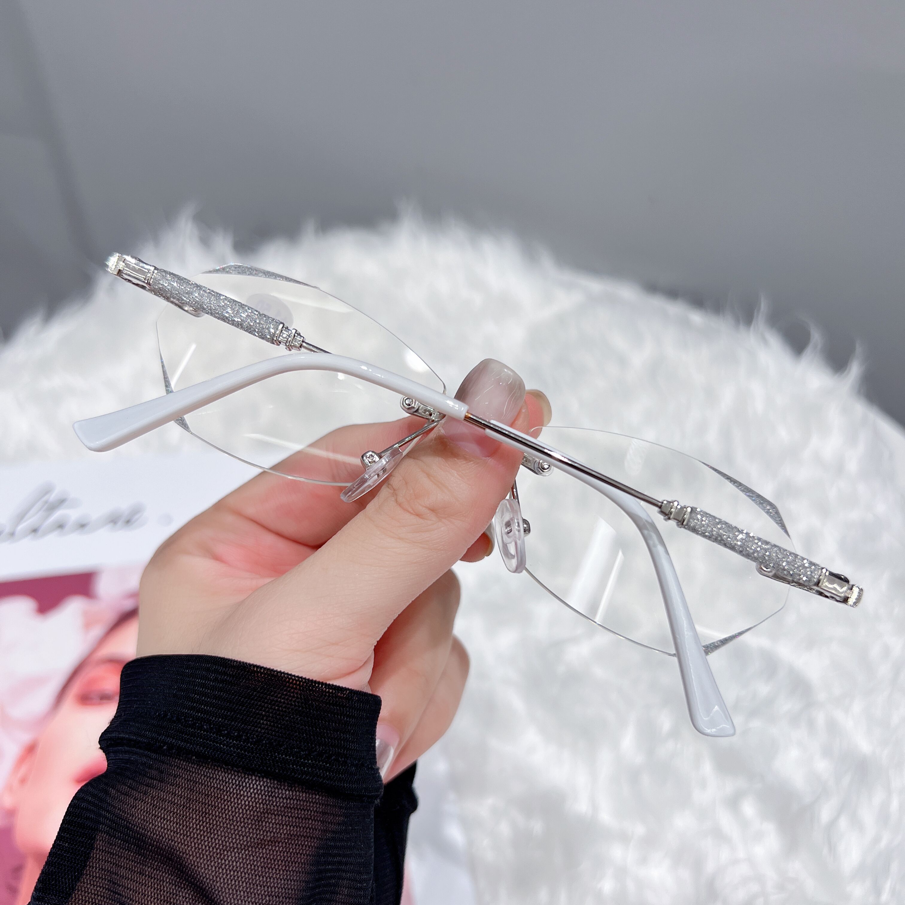 Glitter Rimless Readers Anti Eyestrain - Temu