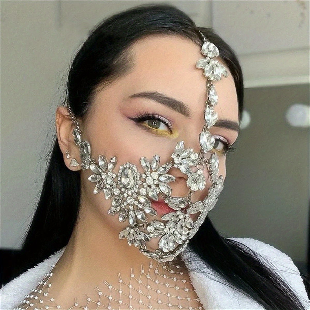 Rhinestone Crystal Mask Exquisite Jewelry Mask Masquerade - Temu United ...