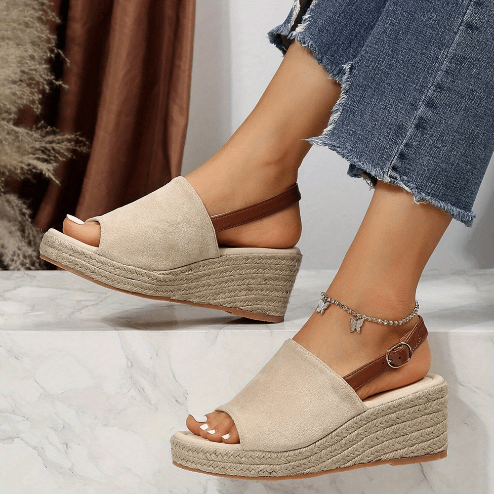 Women's Wedge Espadrille Sandals Peep Toe Buckle Strap - Temu United ...