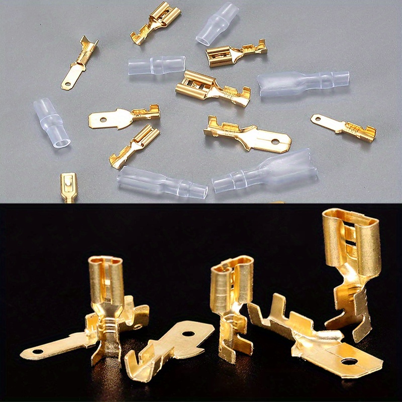 720pcs 남성과 여성 스페이드 커넥터 및 절연 슬리브 키트 절연 슬리브가있는 28mm 48mm 63mm 자동차
