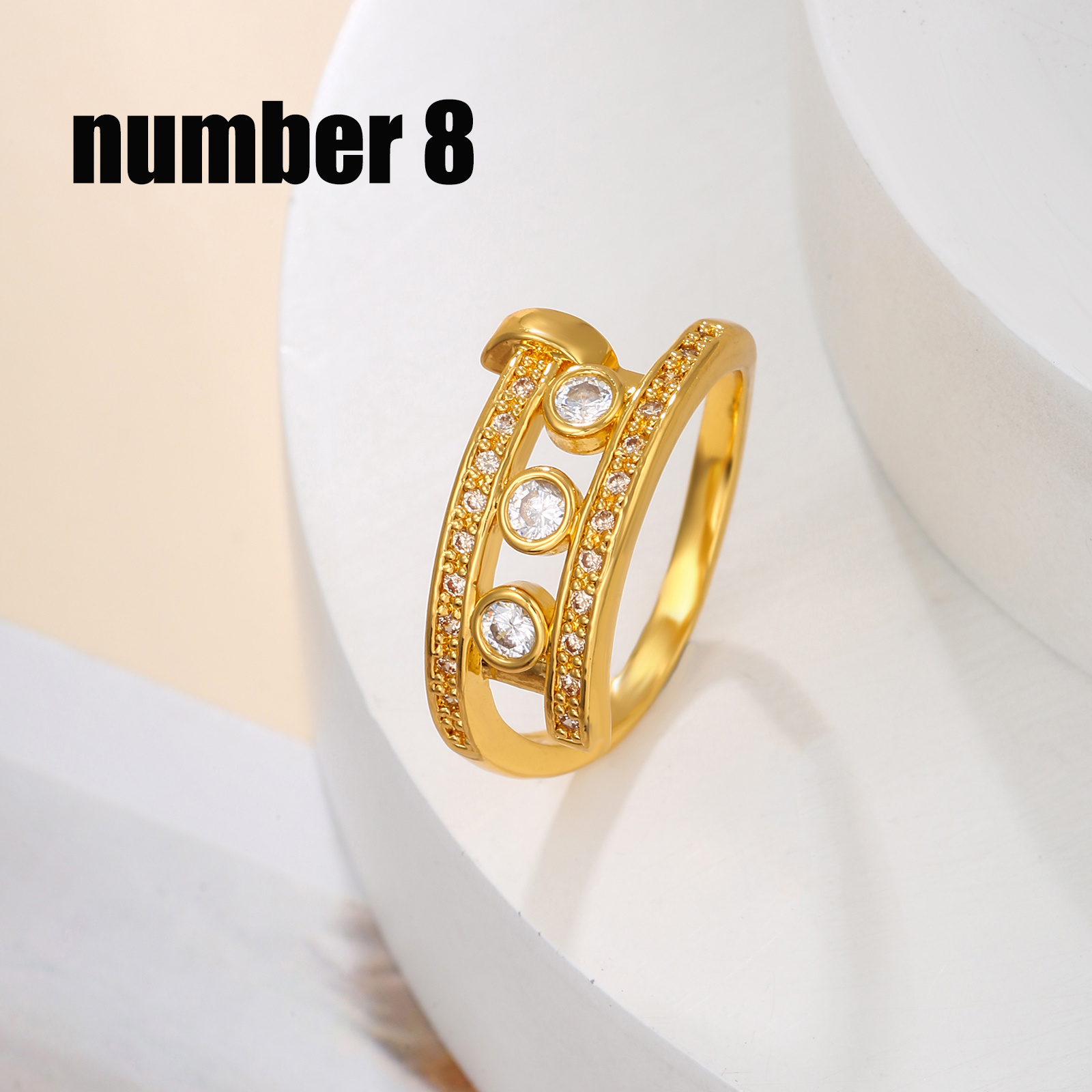 Copper Ring With Zirconia, Fashion 24k Golden Ring, Engagement Rings ...