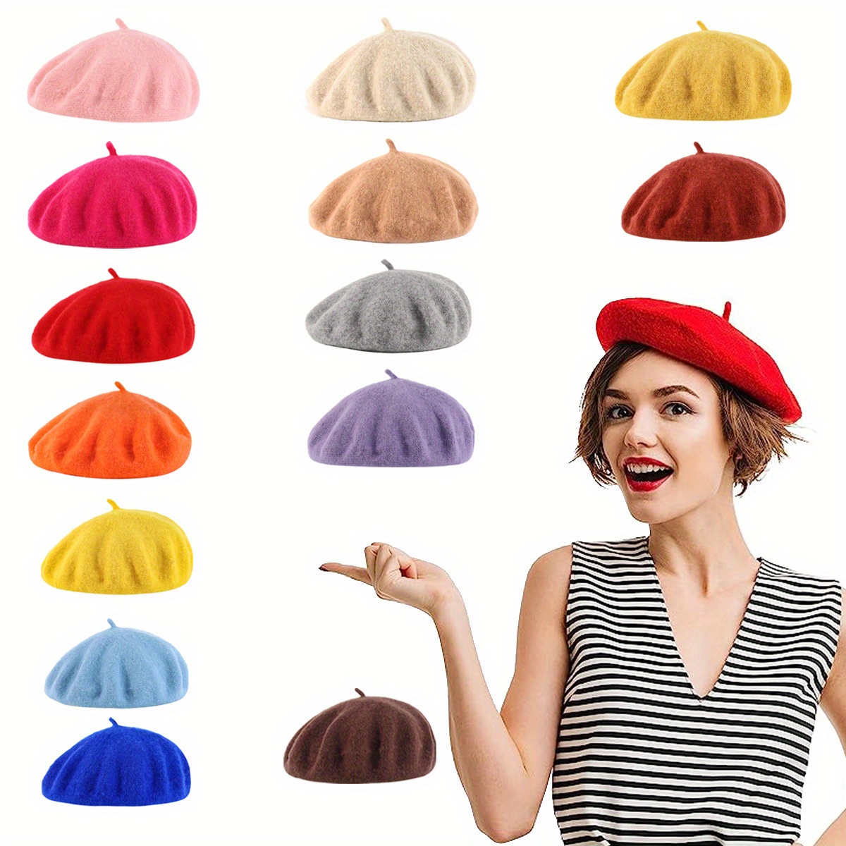 Women's Lightweight Solid Color Beret Hat Versatile - Temu Canada