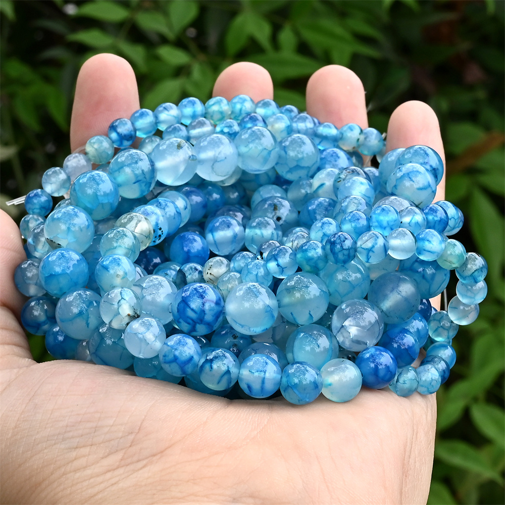 Natural Stone Beads Blue Dragon Agates Round Loose Spacer - Temu Australia