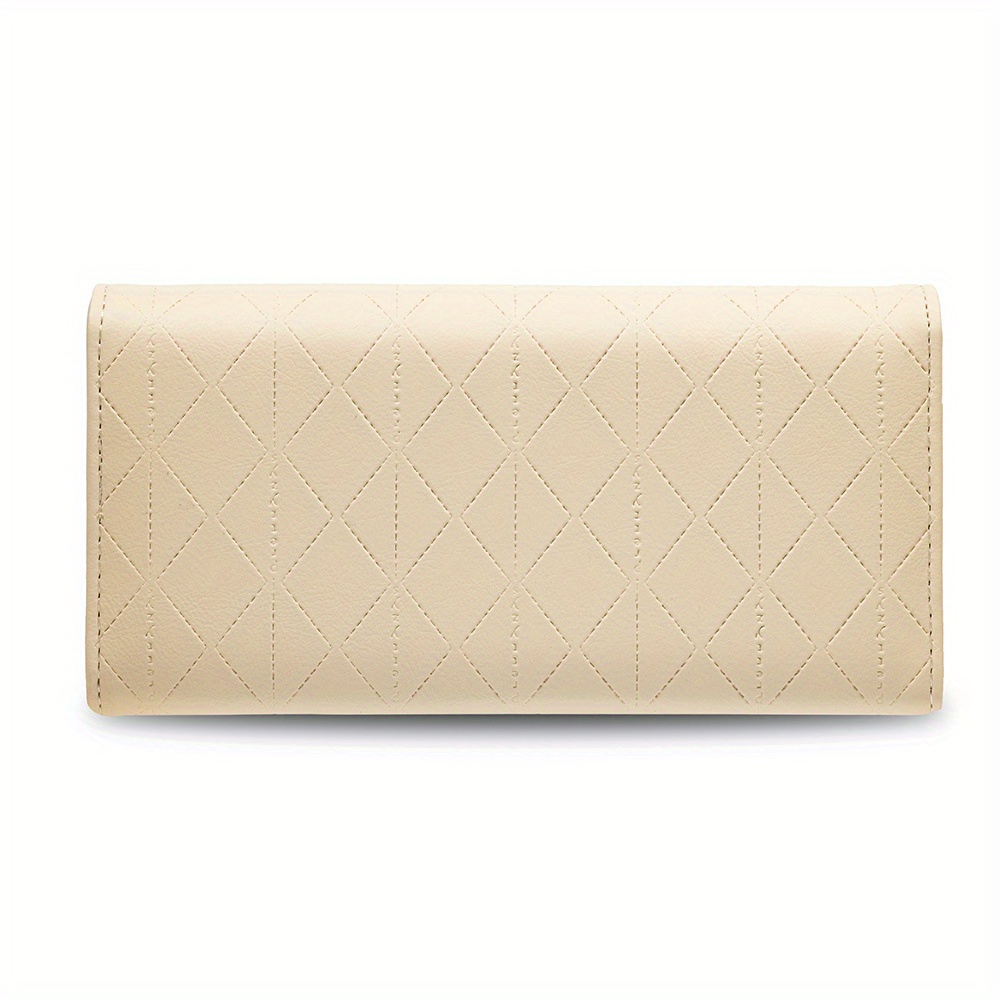 Minimalist Long Clutch Wallet Trifold Flap Coin Purse Solid - Temu