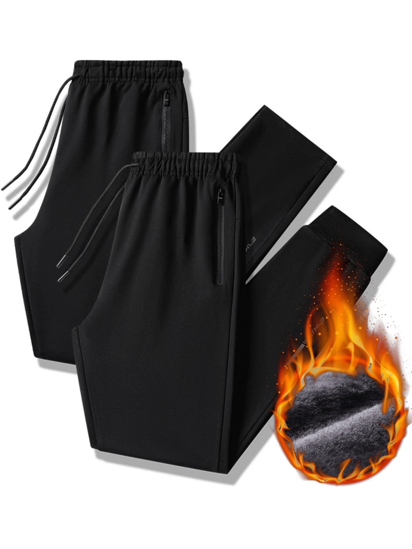 Warm Fleece Zipper Pockets Joggers Winter Men's Casual - Temu Australia